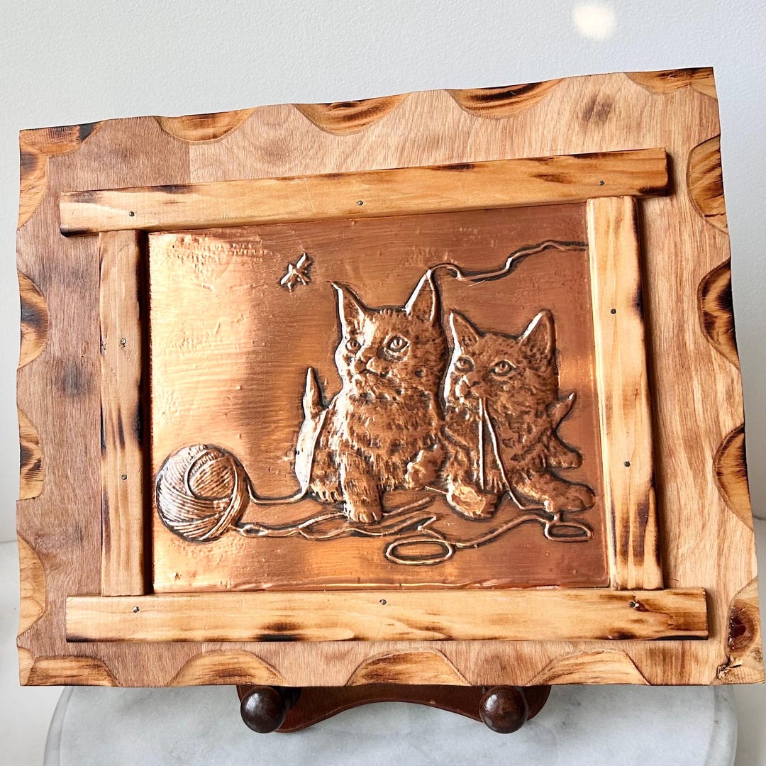 Copper Cats 1970s Wall Art - Etsy