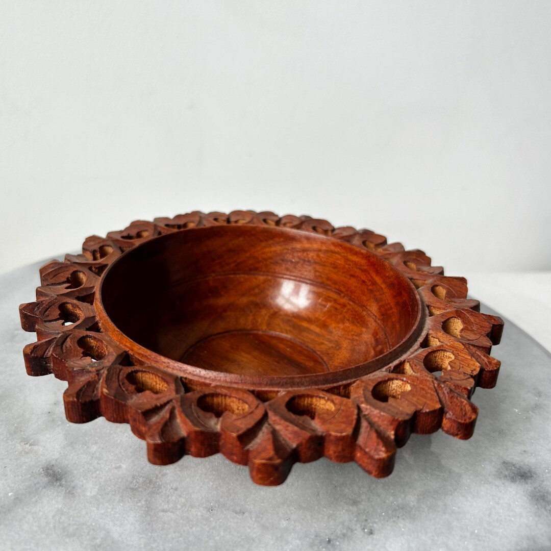 Carved Wood Bowl Made in India - Etsy