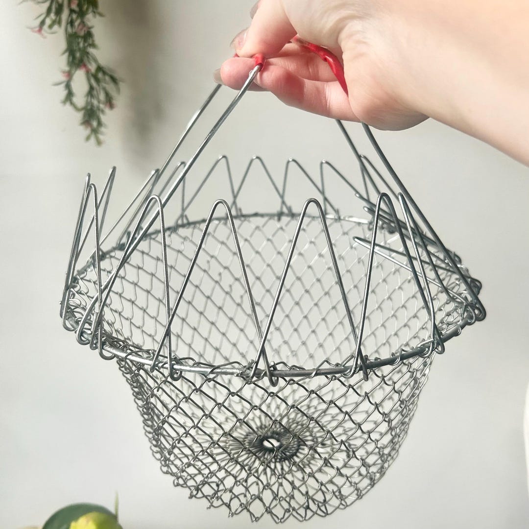 Collapsible Metal Mesh Basket for Fruit, Eggs, Salad Spinner - Etsy
