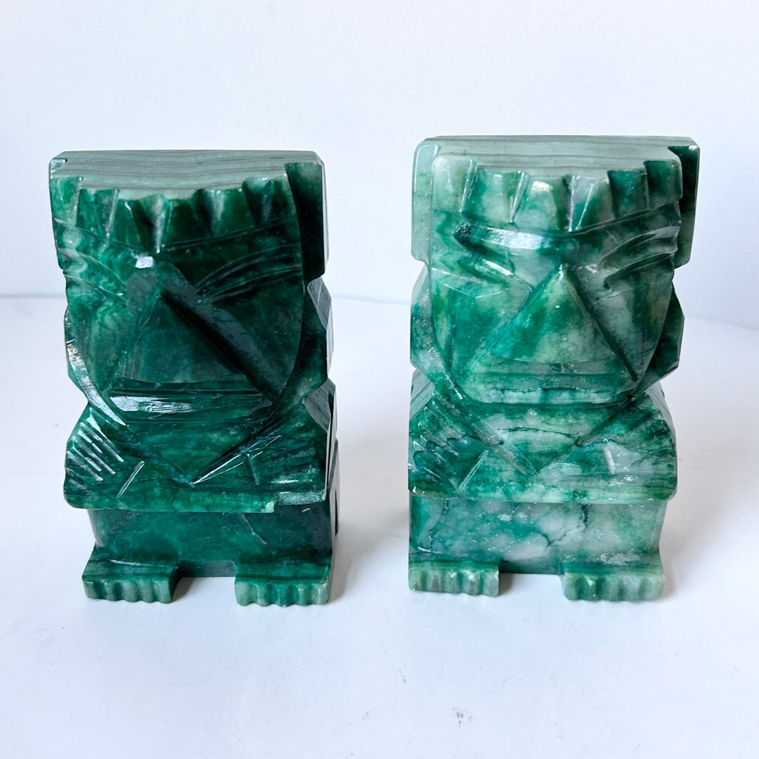 Stone Bookends 1950s Faux Aztec Marble - Etsy