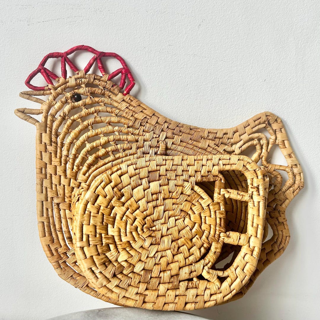 Woven Chicken Decorative Wall Basket - Etsy
