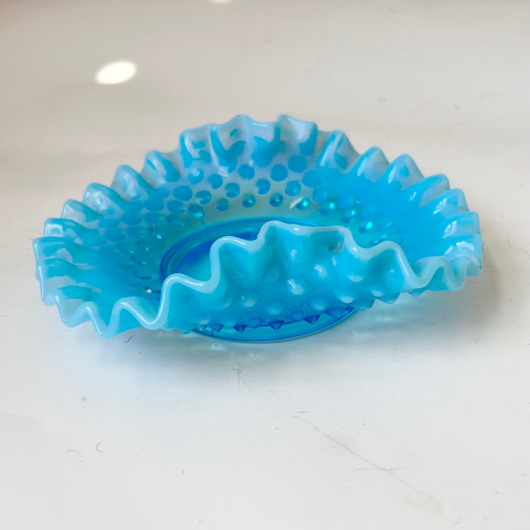 Fenton Glass Ruffle Hobnail Trinket Dish - Etsy