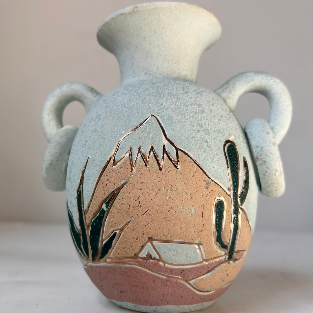 Mexican Pottery Vase 1990s With 24K Gold Detailing - Etsy