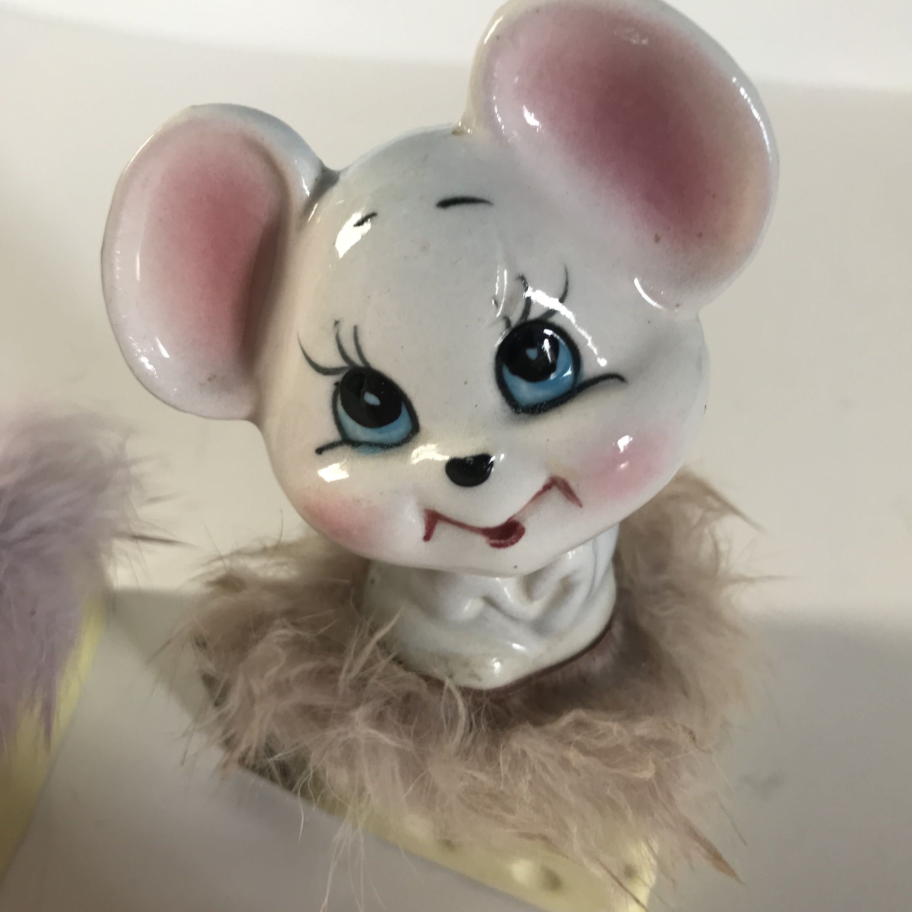Fuzzy Mice on Cheese Figurines 1950s Kitsch - Etsy