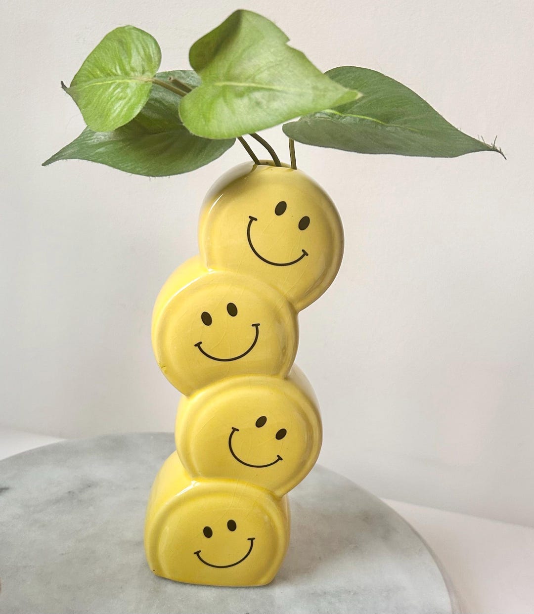 Vintage Stacked Smiley Faces Vase - Etsy