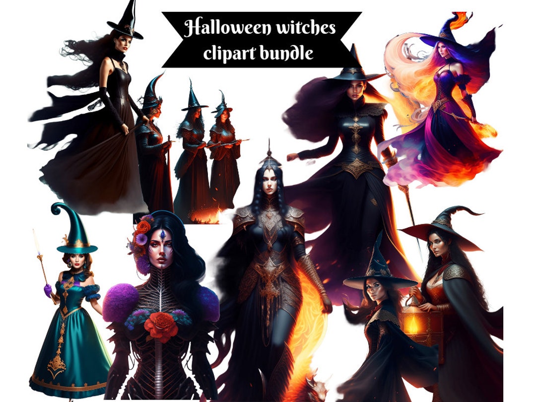 Halloween Witches Clipart Bundle printable Digital Arts - Etsy