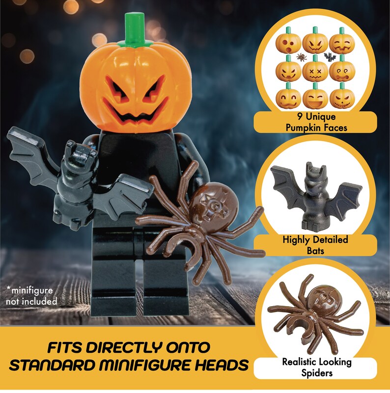 Minizfigs Halloween Spooky Set 70 Pieces Bulk Jack-o-lantern Pumpkins ...