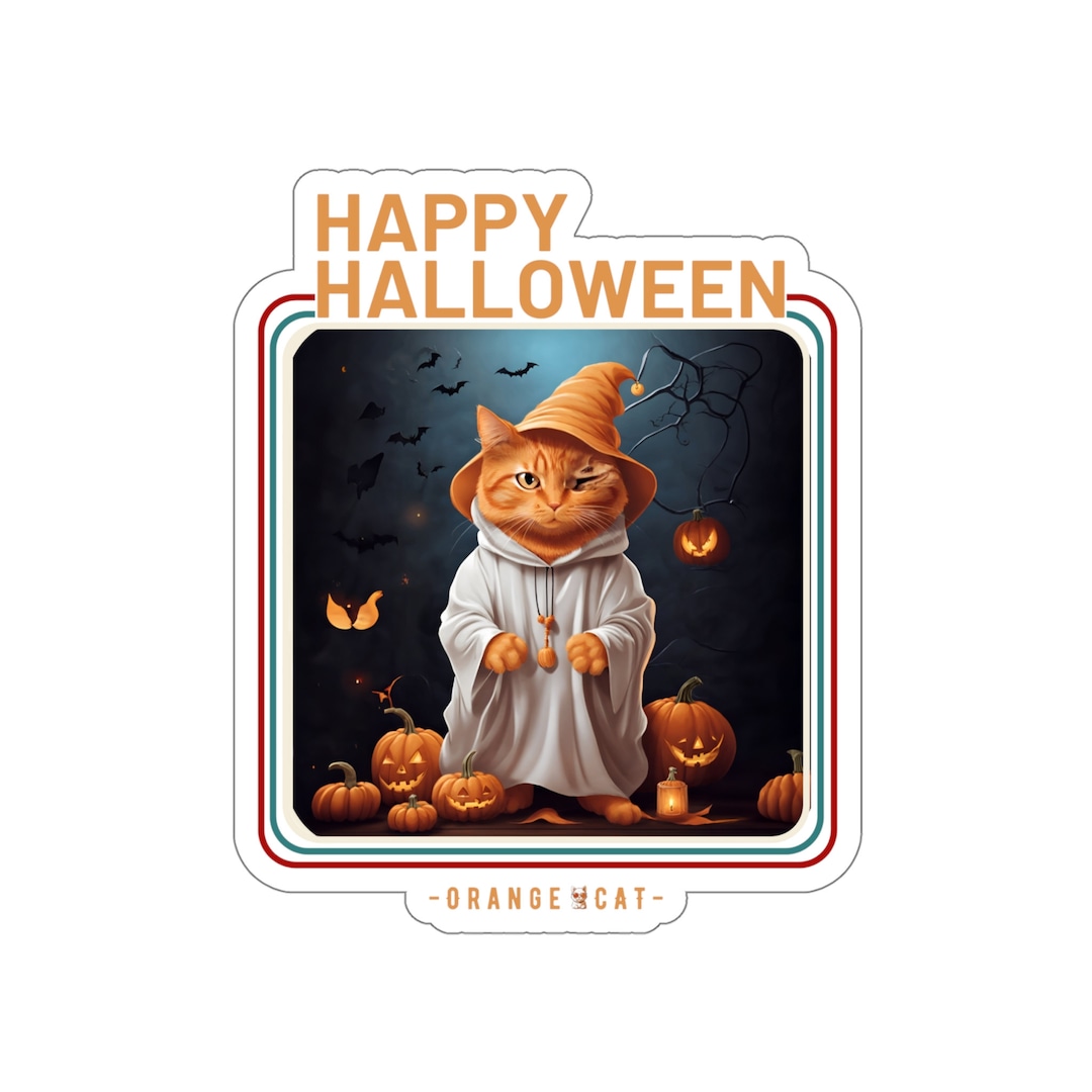 Orange Cat : Halloween Sticker - Etsy