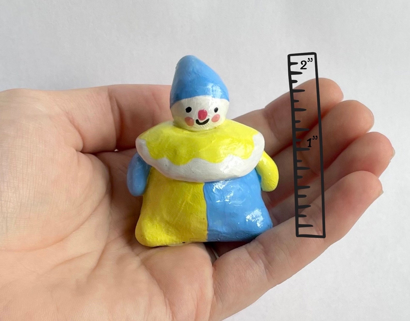 Clown Figurines 2 Hand-painted Polymer Clay Clown Doll Sculptures - Etsy