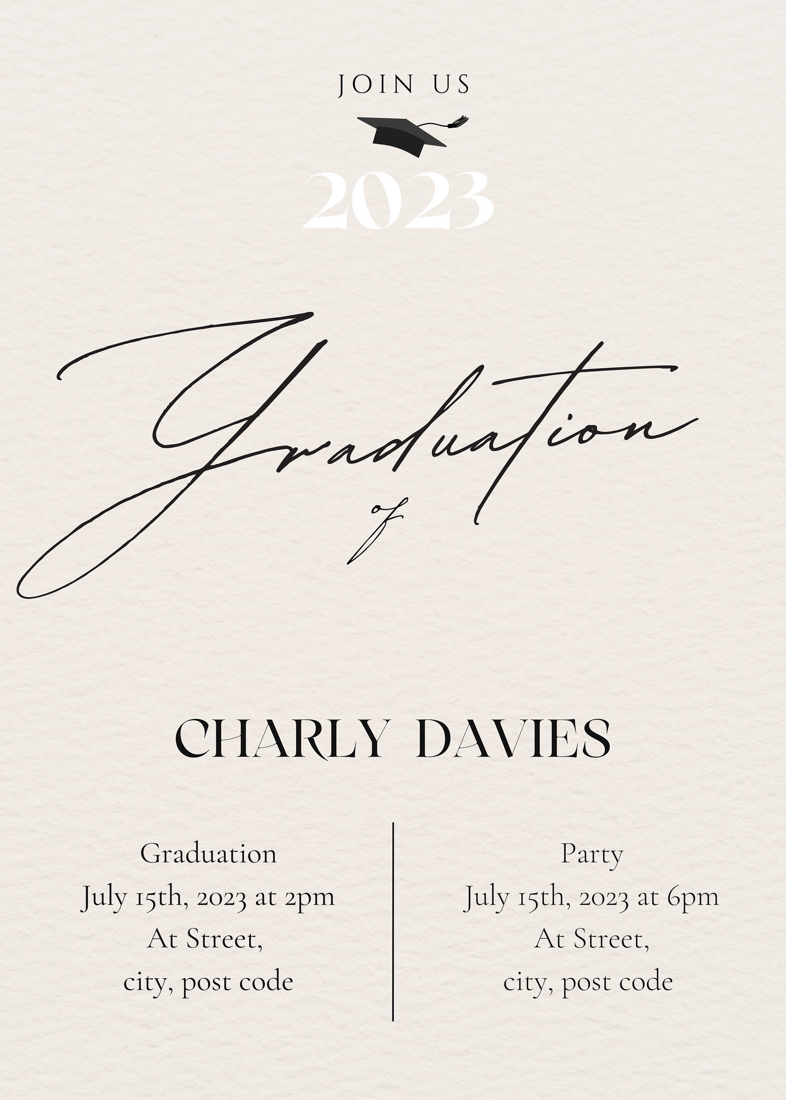 Personalised Graduation Invitations: Customisable Modern Design for All ...