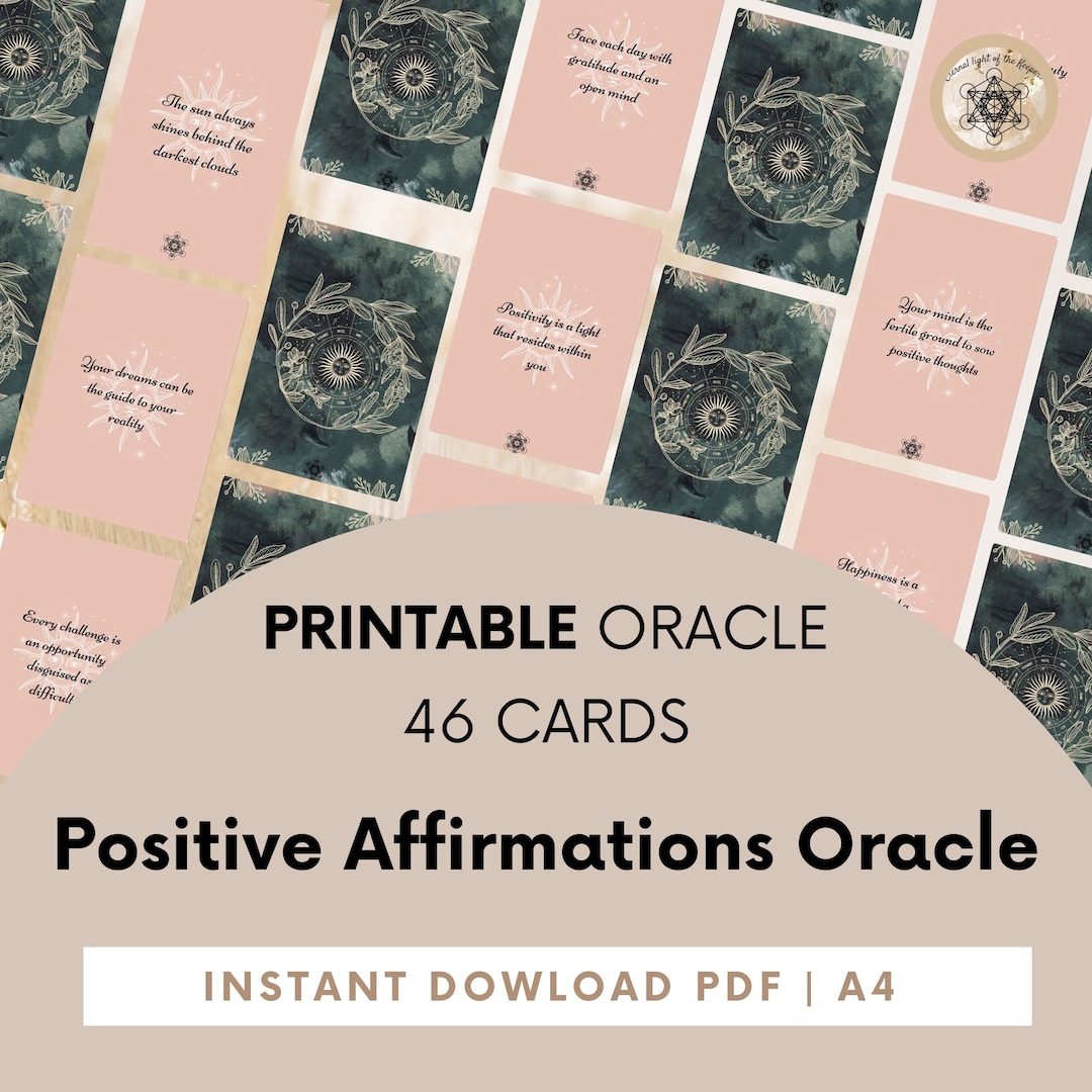Positive Affirmations Oracle Cards, Printable Card Deck PDF Guide ...