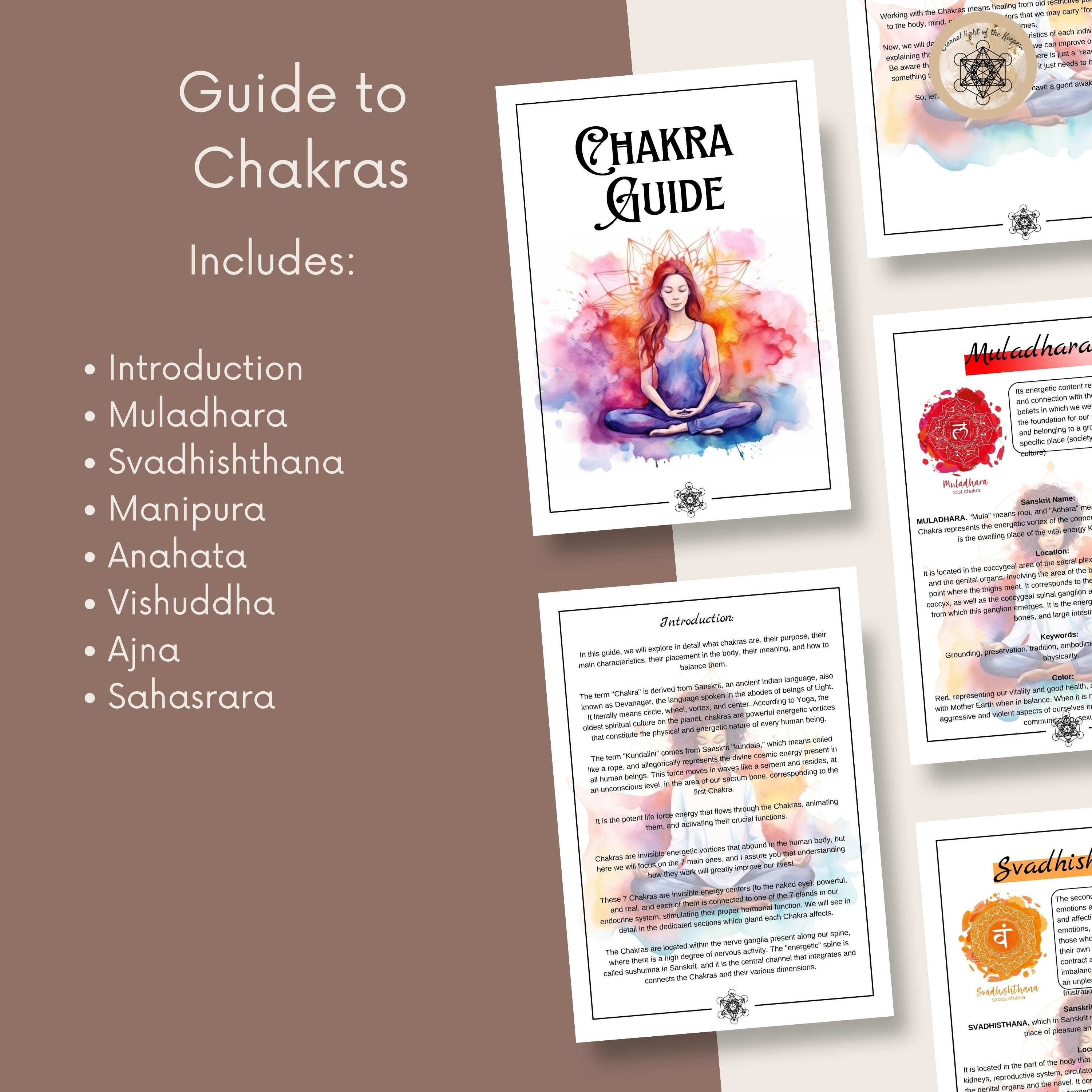 Printable Chakra Guide Detailed PDF A4 Guide for Seven Chakras, Balance ...
