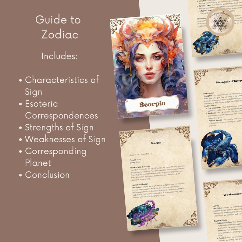 Scorpio Zodiac Guide, Astrology Insights (printable A4) - Etsy
