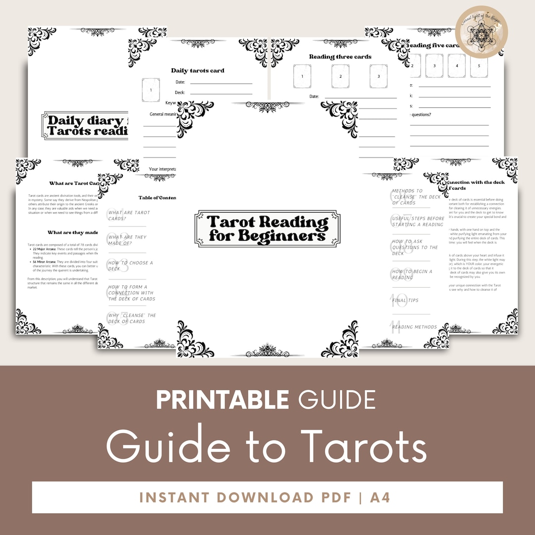 Printable Tarots for Beginners Guide - Comprehensive A4 PDF Guide to ...