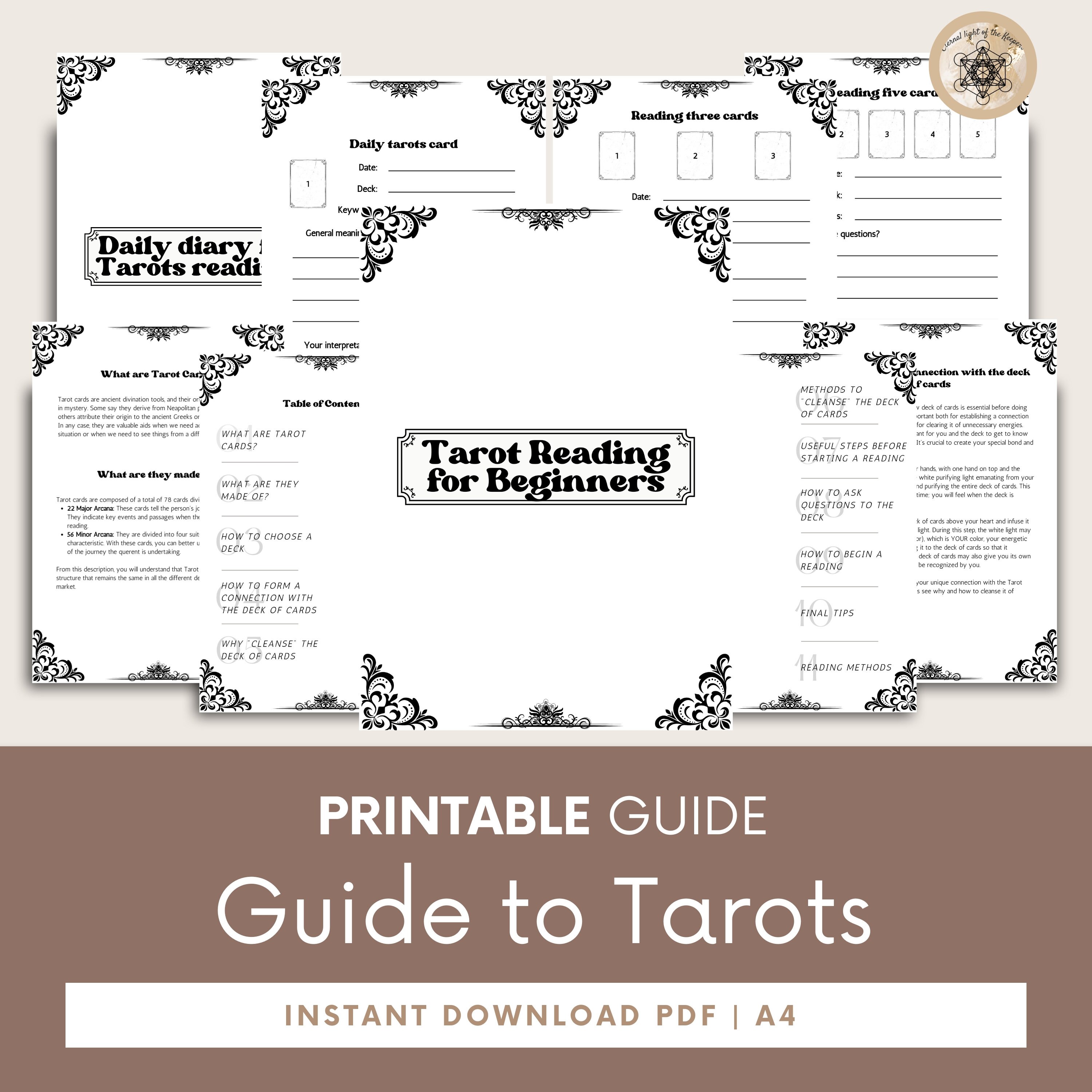 Printable Tarots for Beginners Guide - Comprehensive A4 PDF Guide to ...