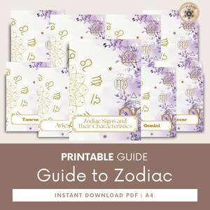 Printable Zodiac Guide Detailed Zodiac PDF, Zodiac Signs and Their ...