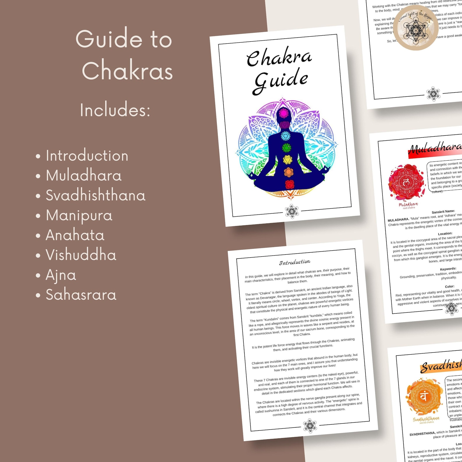 Printable Chakra Guide Detailed PDF A4 Guide for Seven Chakras, Balance ...