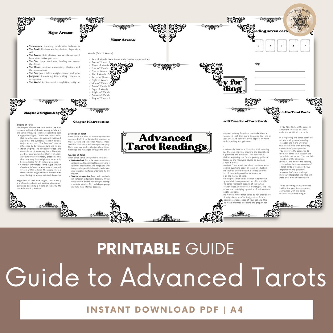 Printable Advanced Tarots Reading Guide - Comprehensive A4 PDF Guide to ...