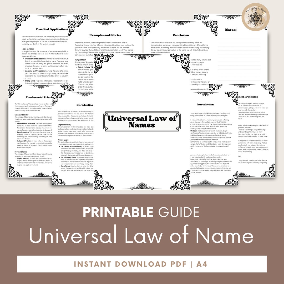 Universal Law of Names – Digital Grimoire Guide (PDF) - Etsy