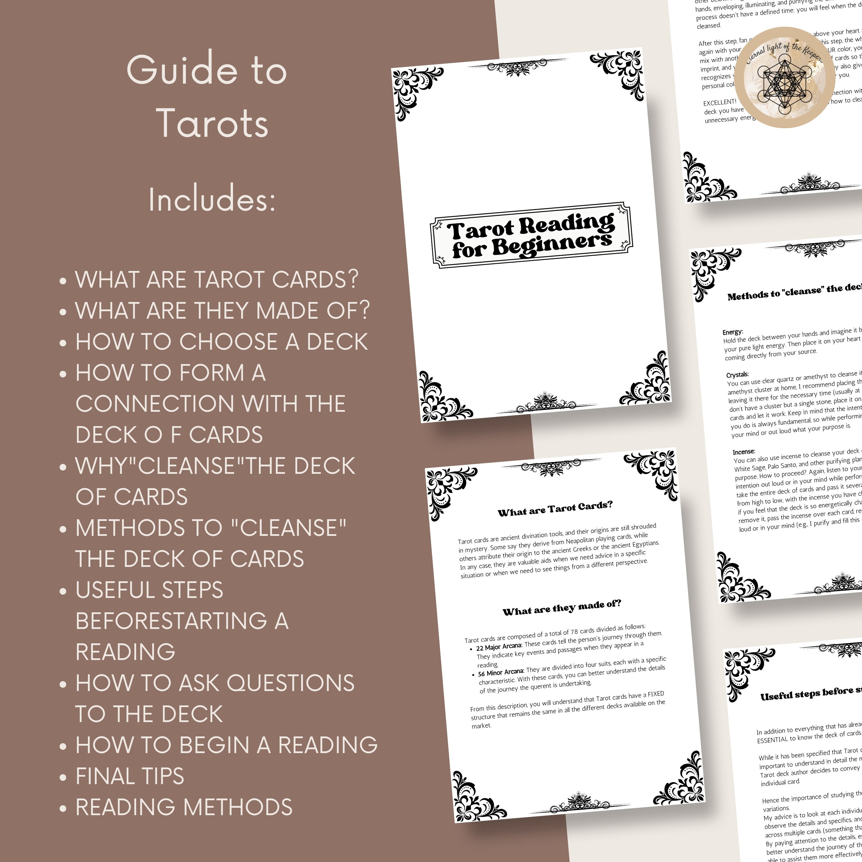 Printable Tarots for Beginners Guide - Comprehensive A4 PDF Guide to ...