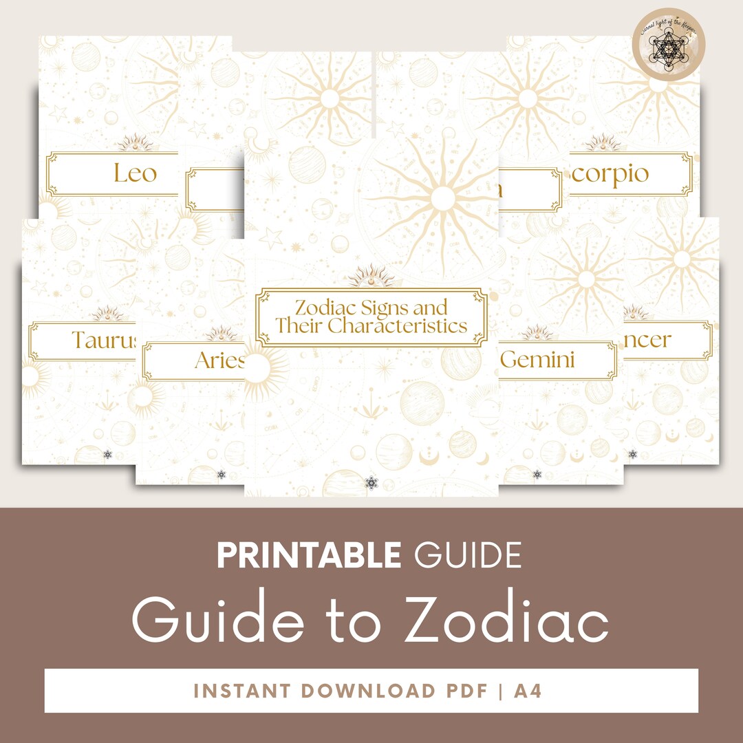 Printable Zodiac Guide Detailed Zodiac PDF, Zodiac Signs and Their ...