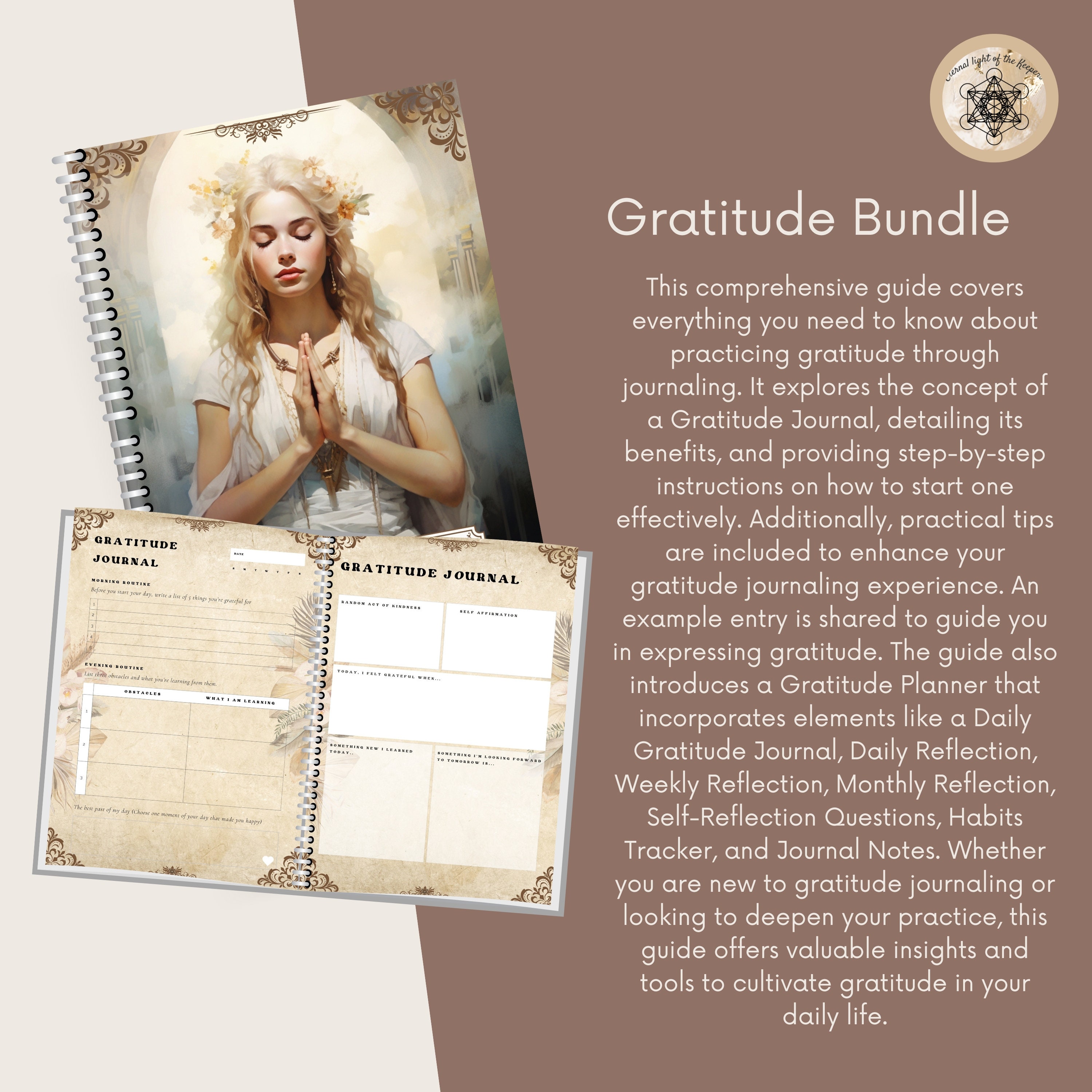 Gratitude Journal Guide Bundle: Daily Planner, Self-reflection (digital ...