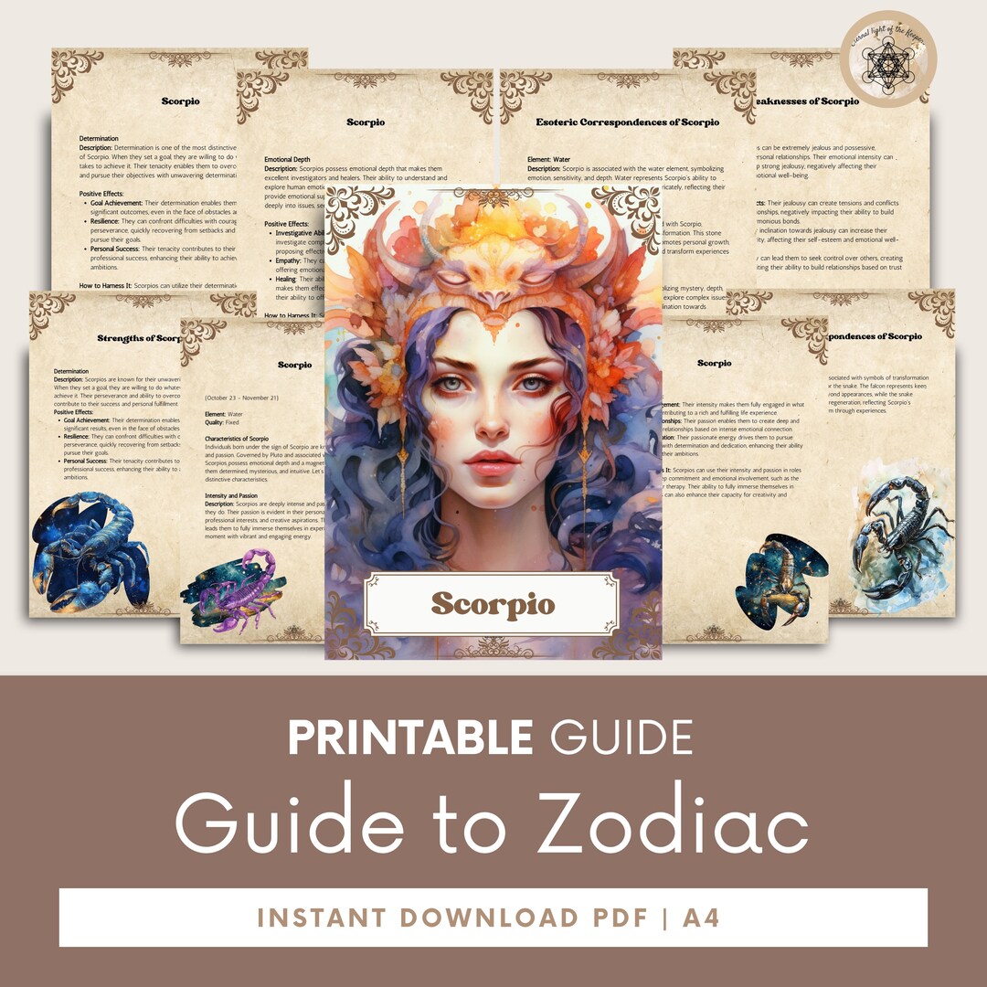 Scorpio Zodiac Guide, Astrology Insights (printable A4) - Etsy