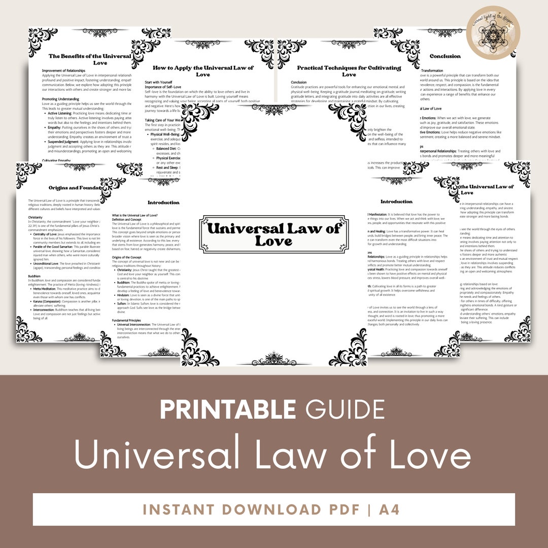 Universal Law of Love Guide – Printable Grimoire Pages (digital ...