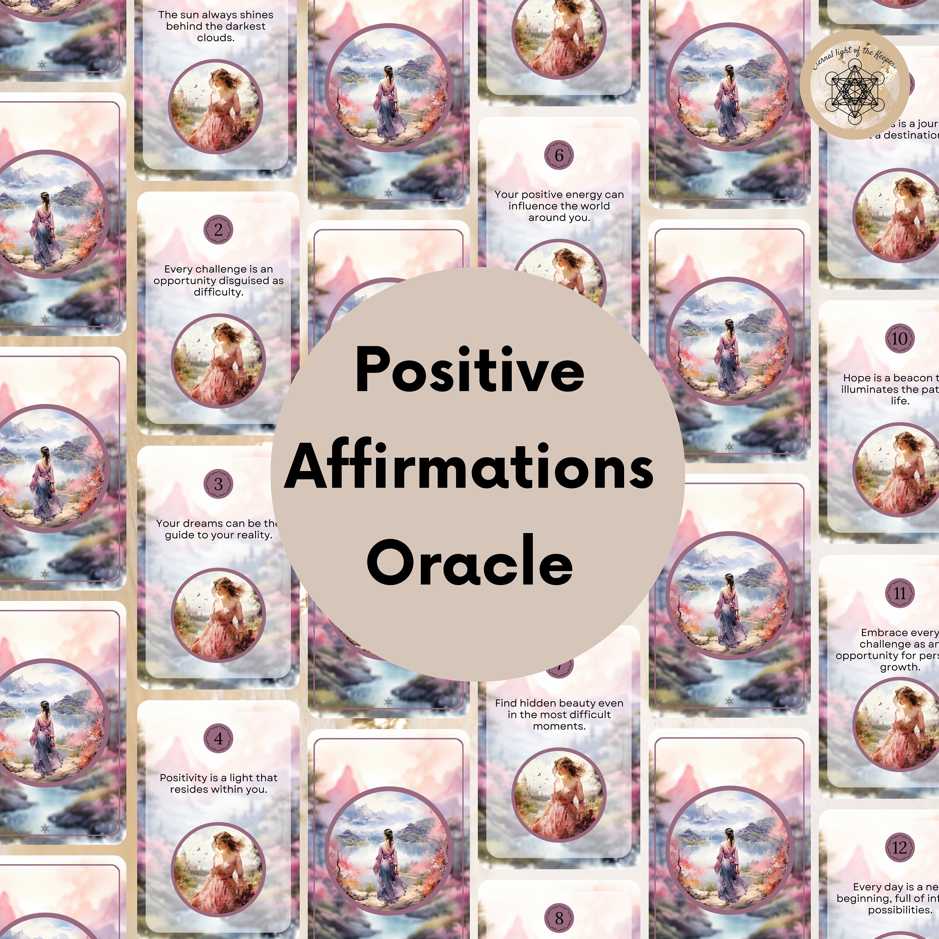 Positive Affirmations Oracle Cards, Printable Card Deck , Mindfulness ...