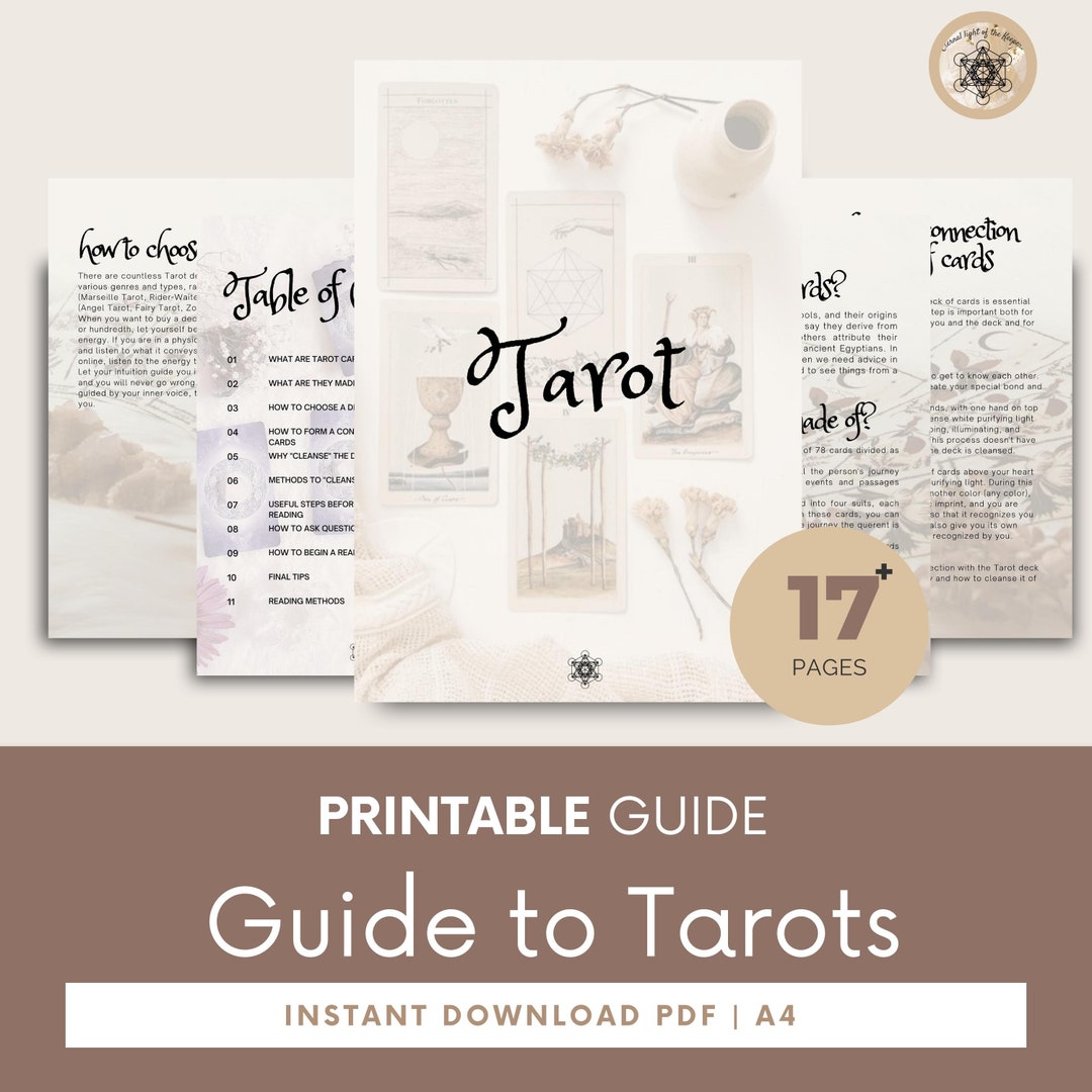 Printable Tarots for Beginners Guide - Comprehensive A4 PDF Guide to ...