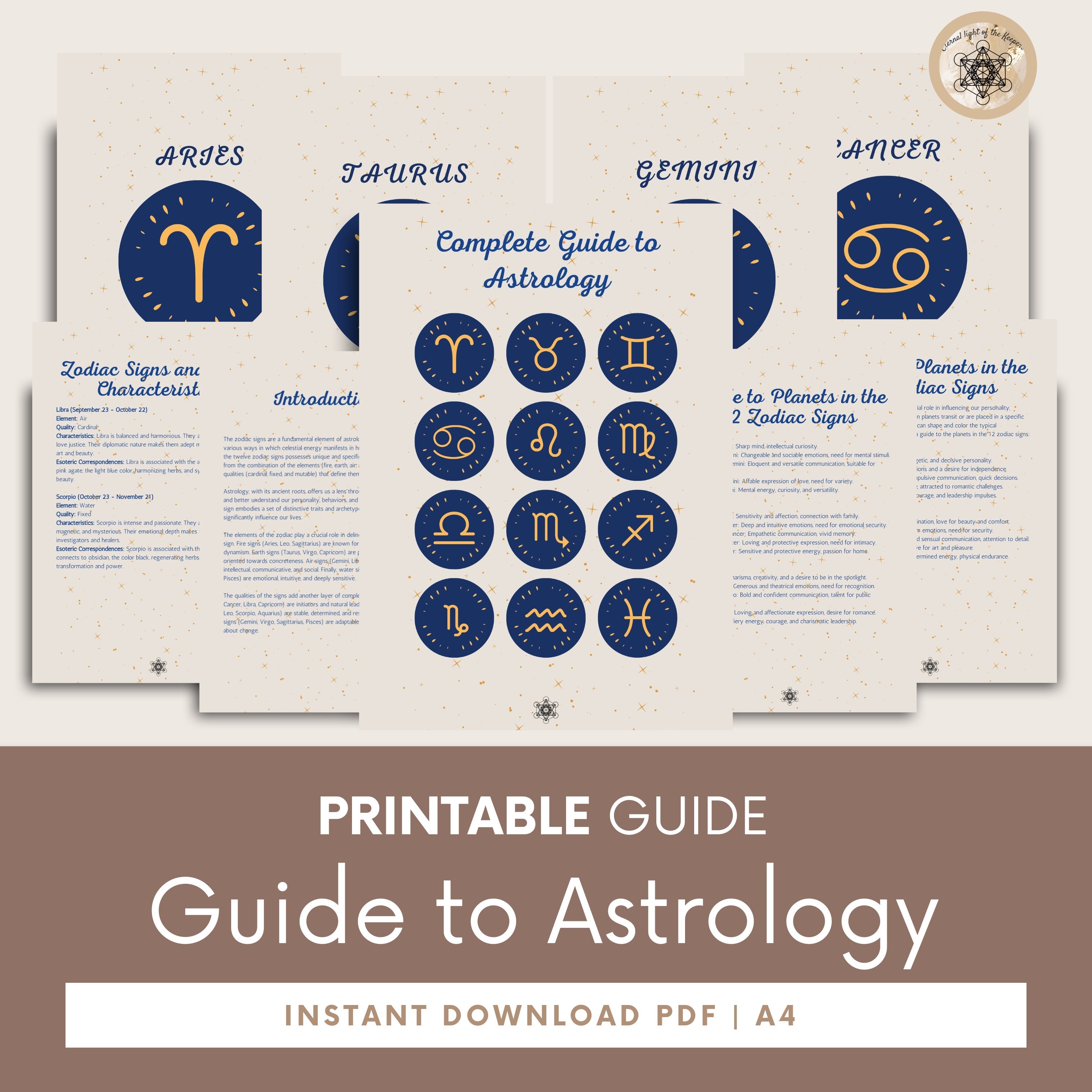 Printable Astrology Guide Detailed Zodiac PDF Workbook & Journal for ...