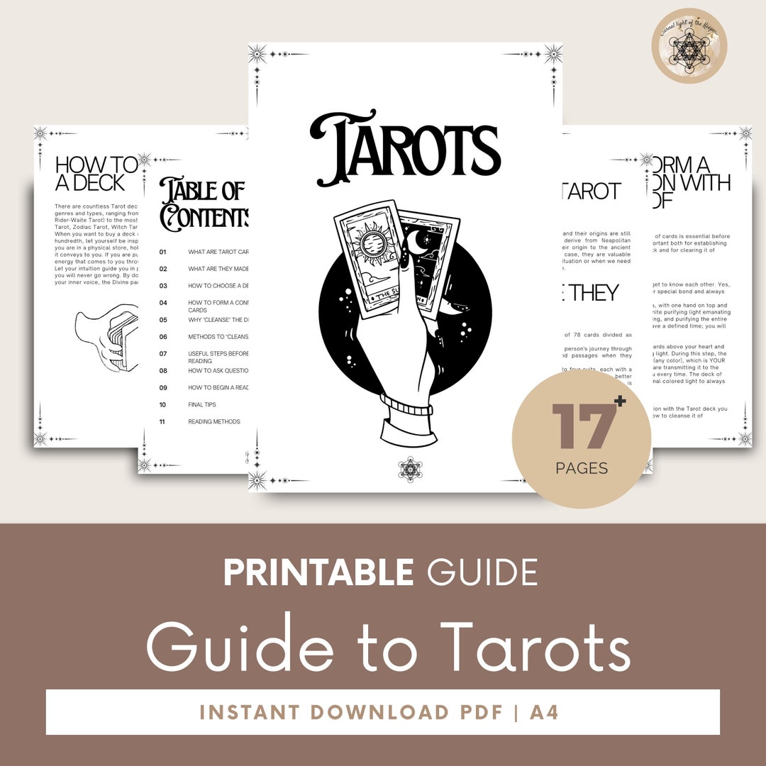 Printable Tarots for Beginners Guide - Comprehensive A4 PDF Guide to ...