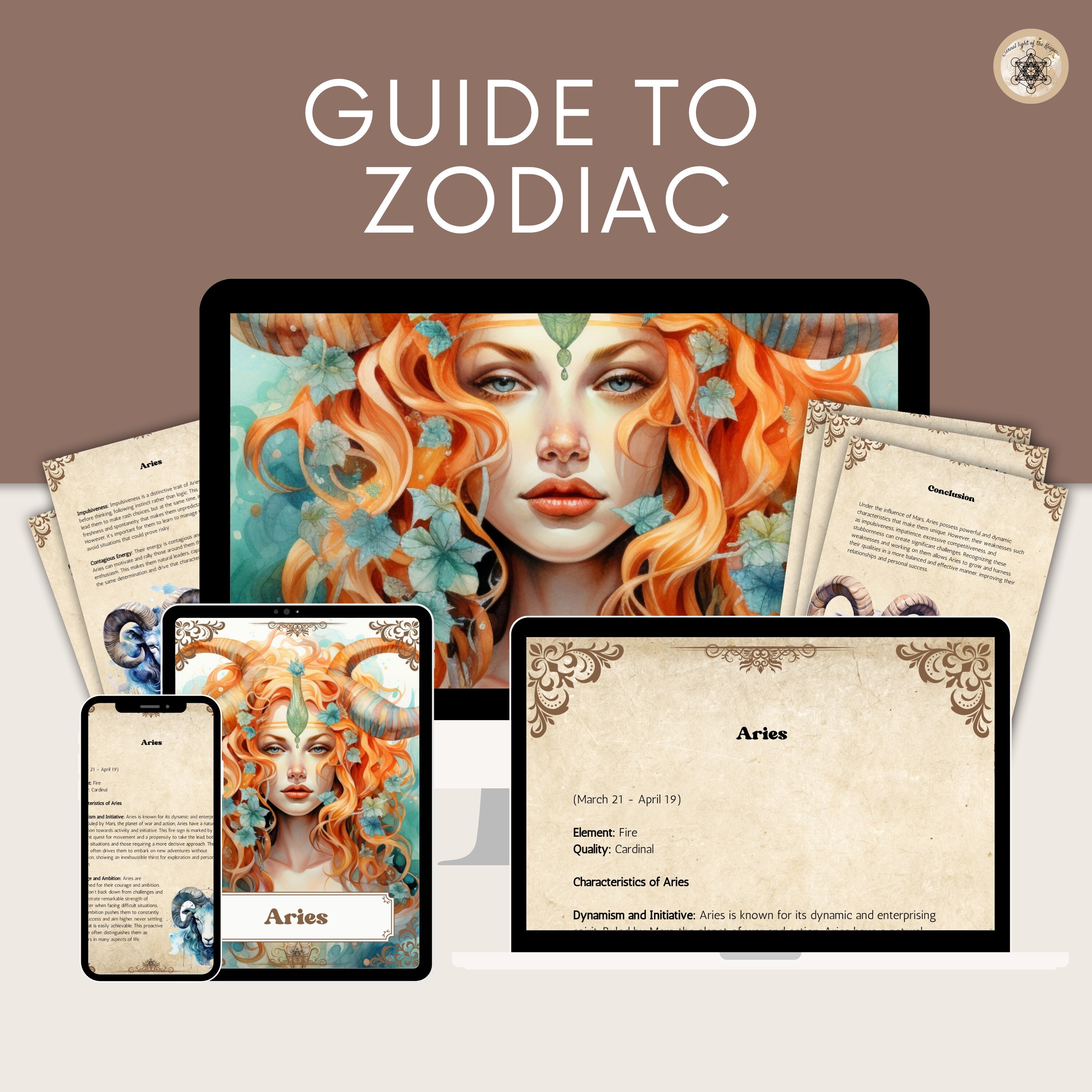 Aries Zodiac Sign Astrology Guide, Comprehensive Horoscope (printable ...