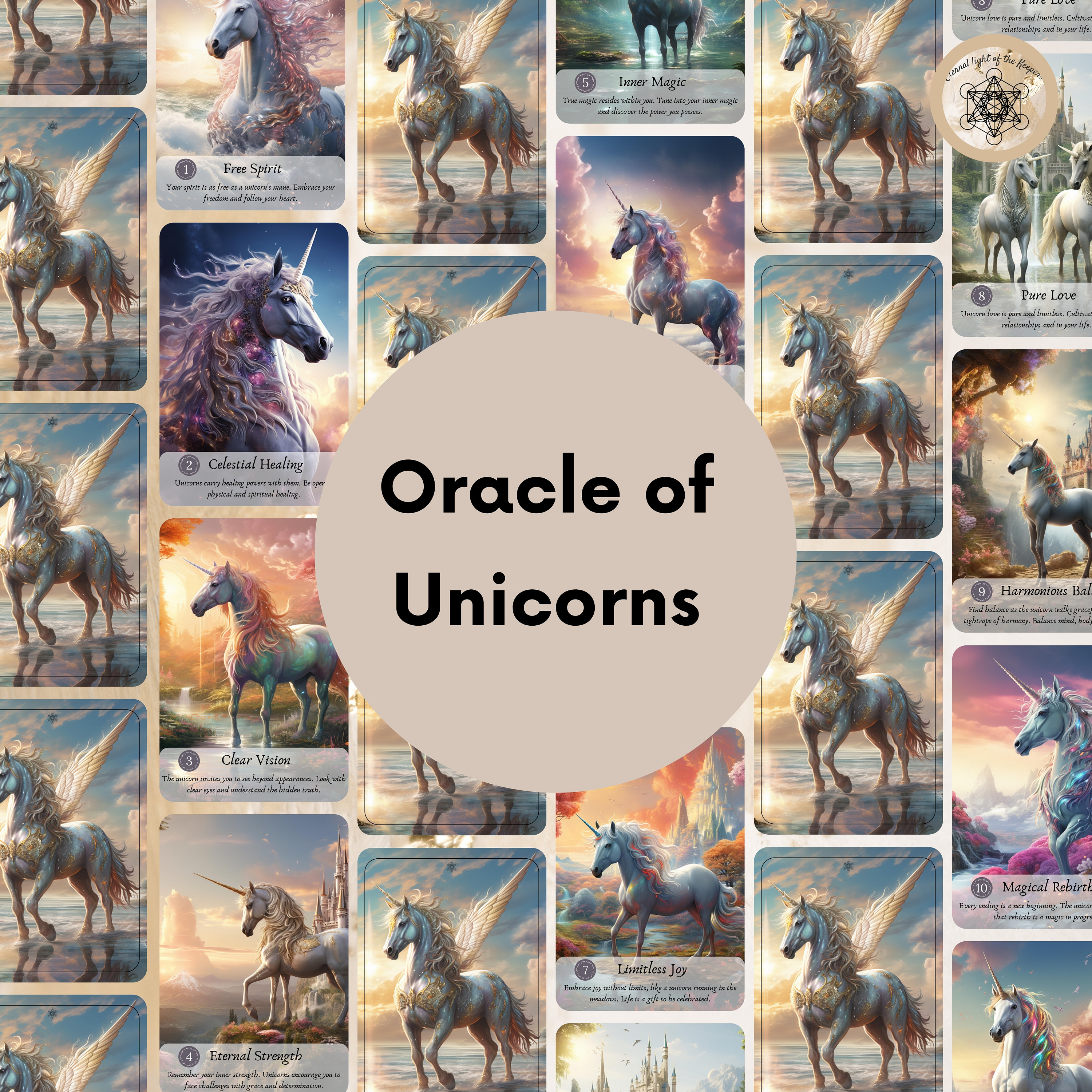 The Unicorns Guidance Oracle Cards, Printable Unicorns Oracle Deck ...