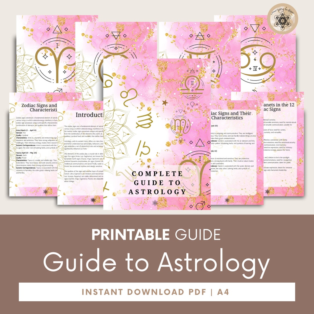 Printable Astrology Guide Detailed Zodiac PDF Workbook & Journal for ...
