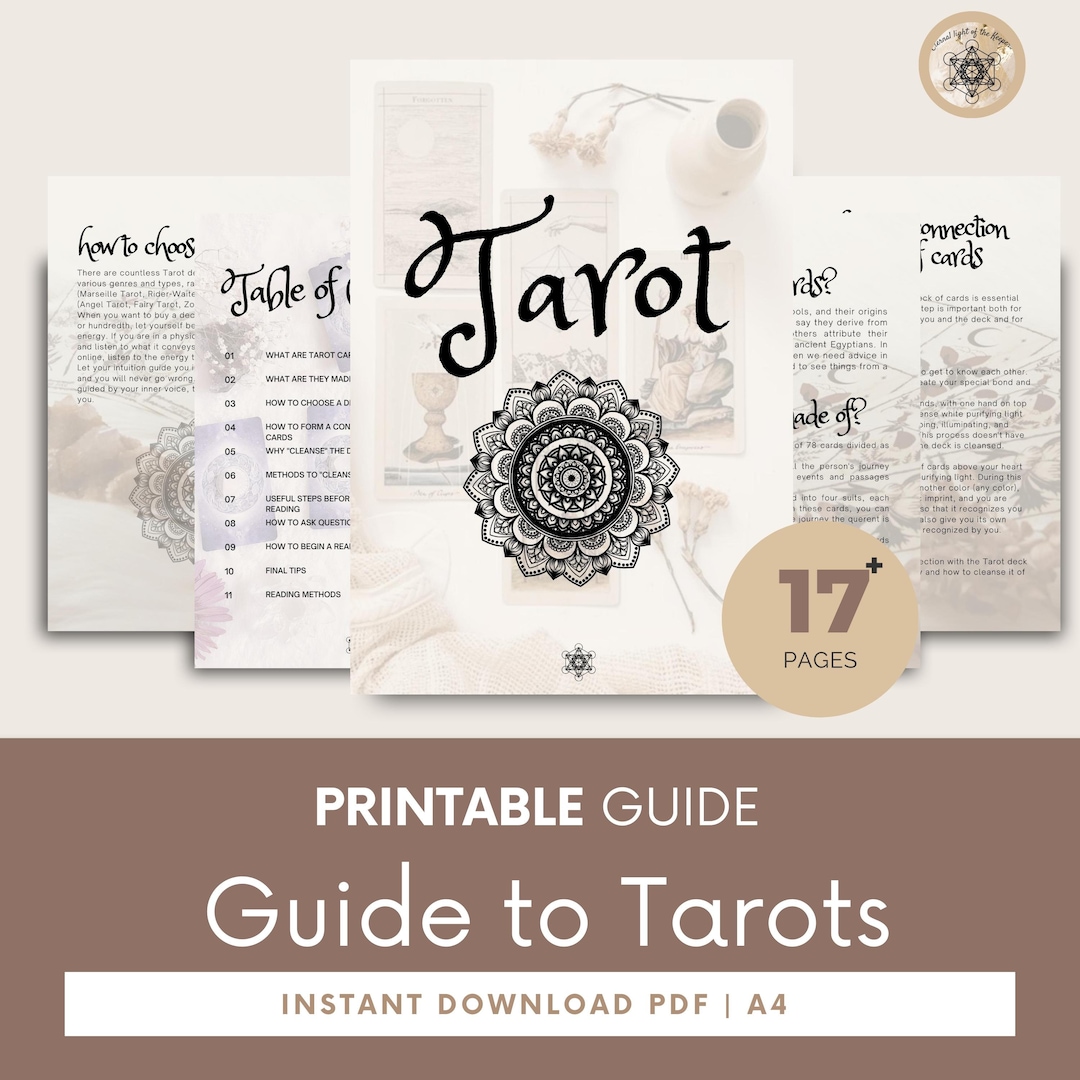 Printable Tarots for Beginners Guide Comprehensive A4 PDF Guide to ...