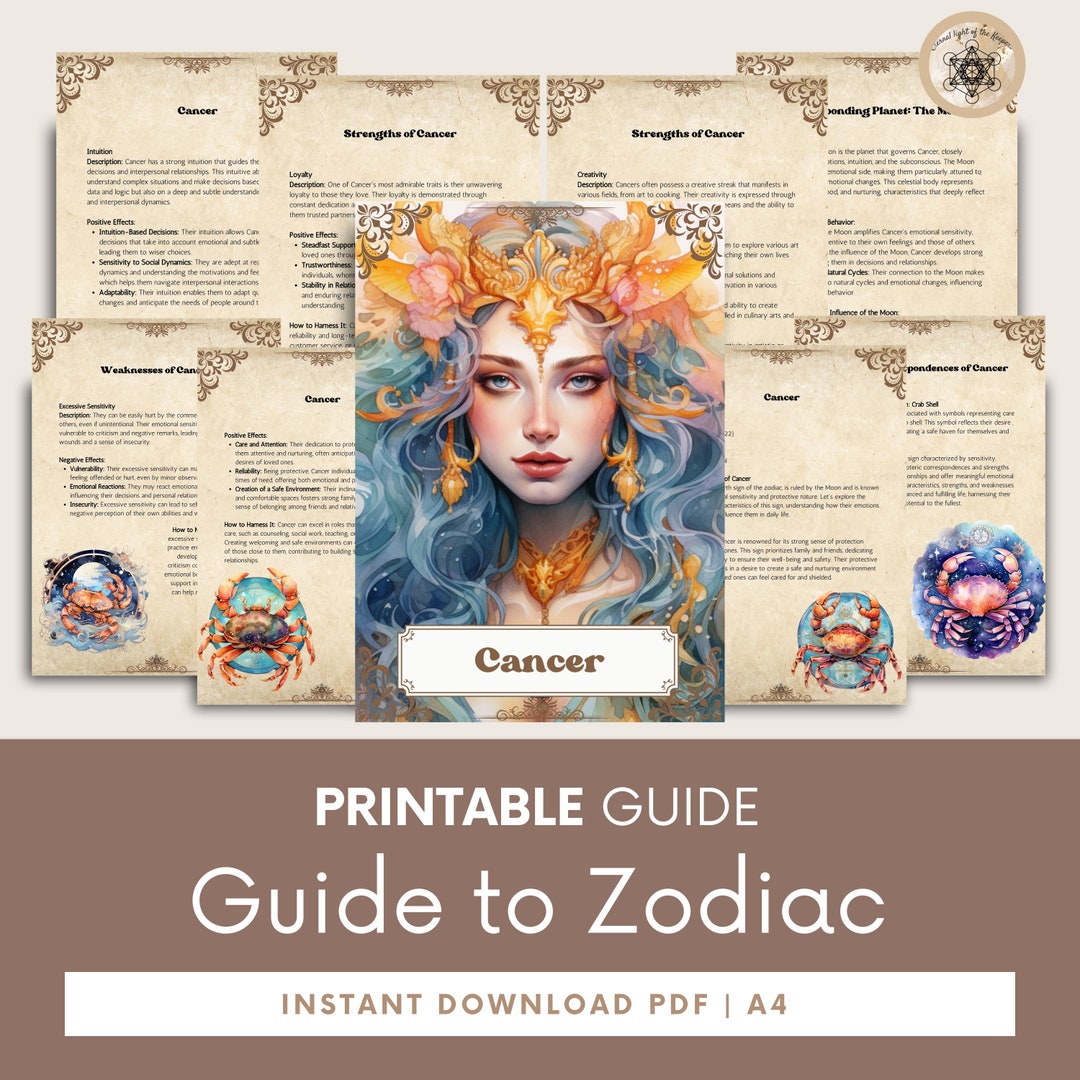 Cancer Zodiac Astrology Guide, Horoscope Insights (printable A4). - Etsy