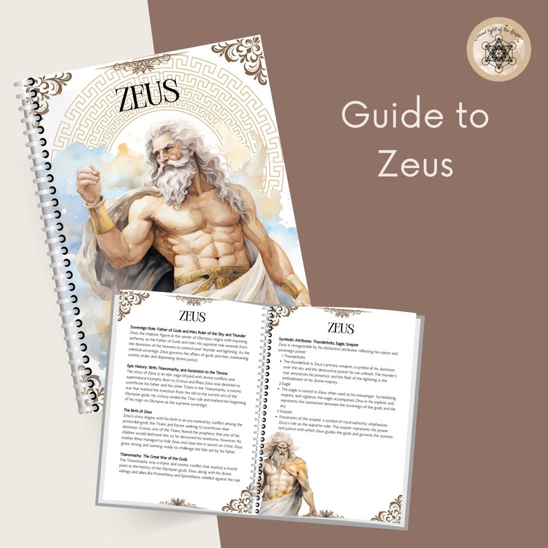 Zeus, King of Gods, Greek Mythology Guide (PDF). - Etsy Australia
