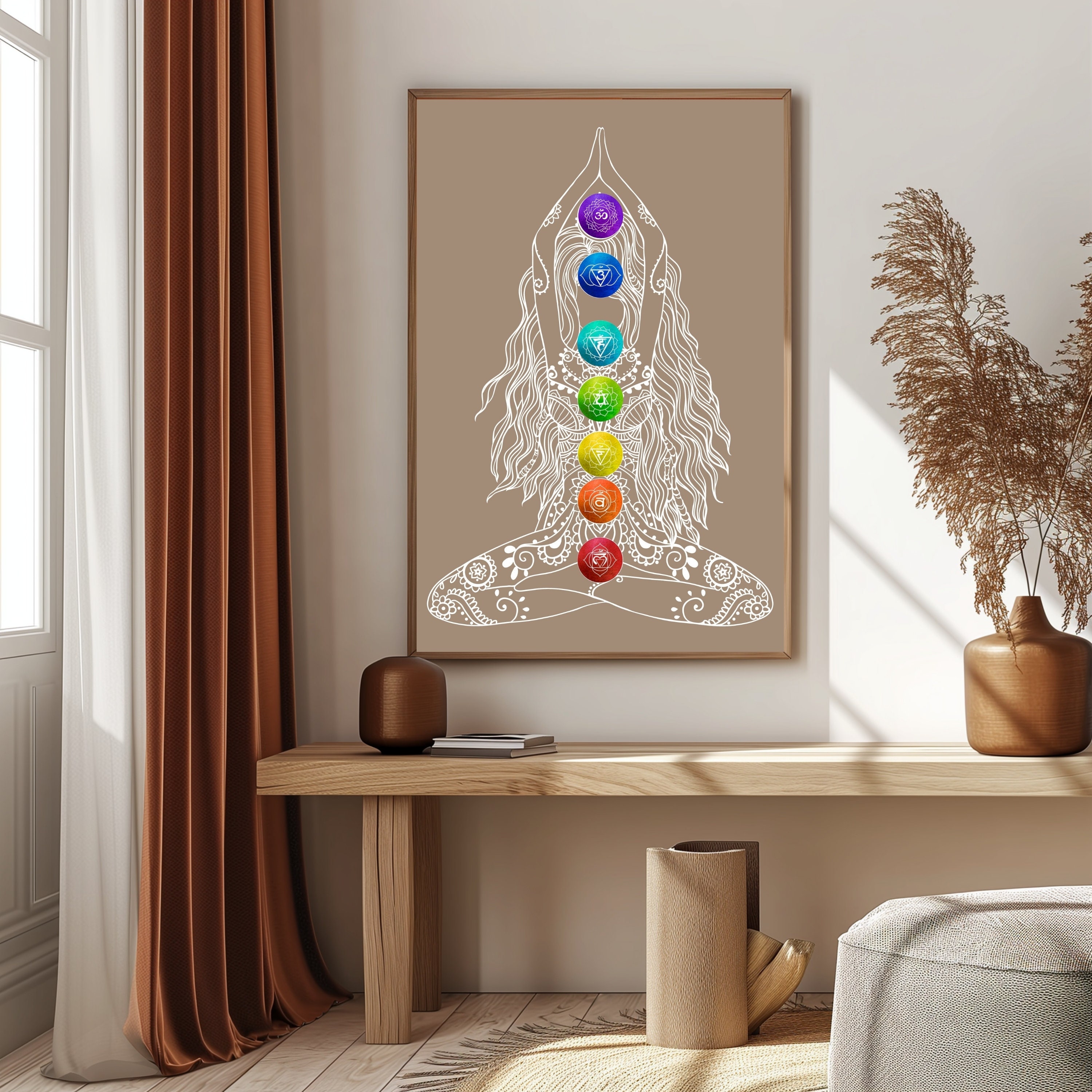Printable Chakra Poster, 7 Chakras Yoga Artwork, Meditation & Energy ...