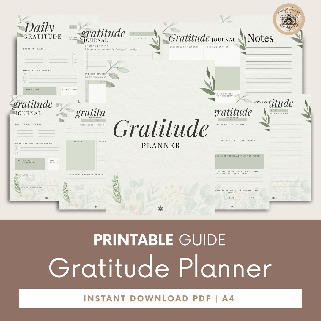 Gratitude Planner, Daily Gratitude Journal | 5-minute Digital ...