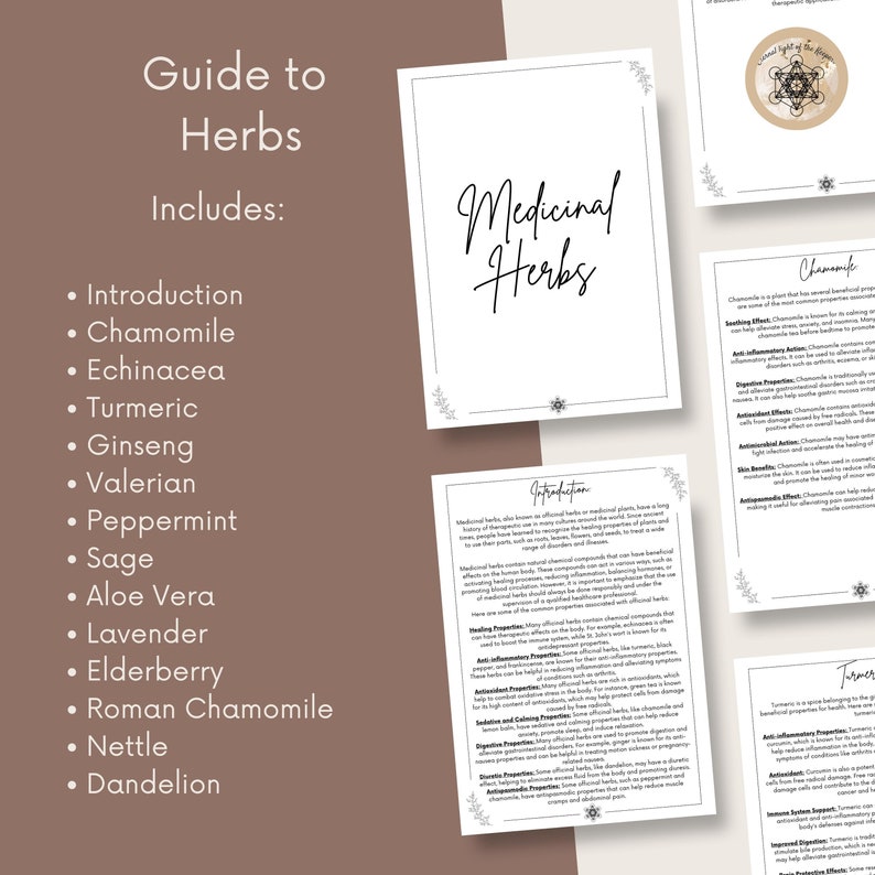 Printable Herbal Medicine Guide: A4 PDF on Medicinal Herbs, Herbal ...