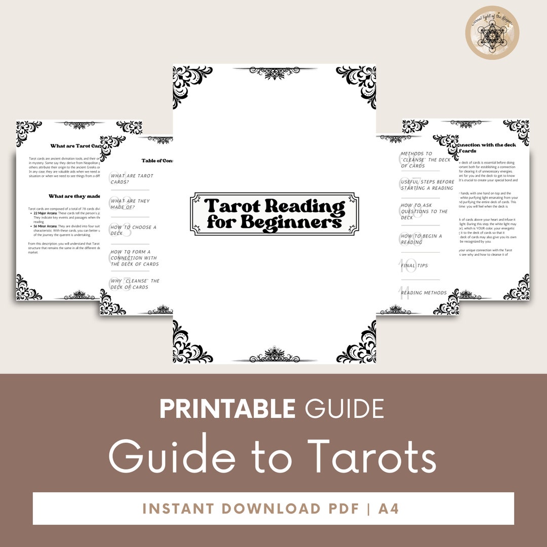 Printable Tarots for Beginners Guide - Comprehensive A4 PDF Guide to ...