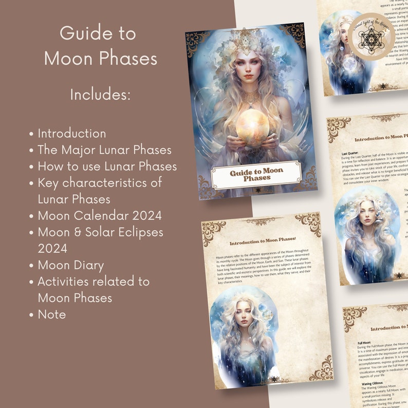 Lunar Moon Phases 2024 Calendar, Printable Grimoire Guide (A4 PDF) - Etsy
