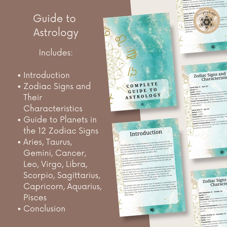 Printable Astrology Guide Detailed Zodiac PDF Workbook & Journal for ...