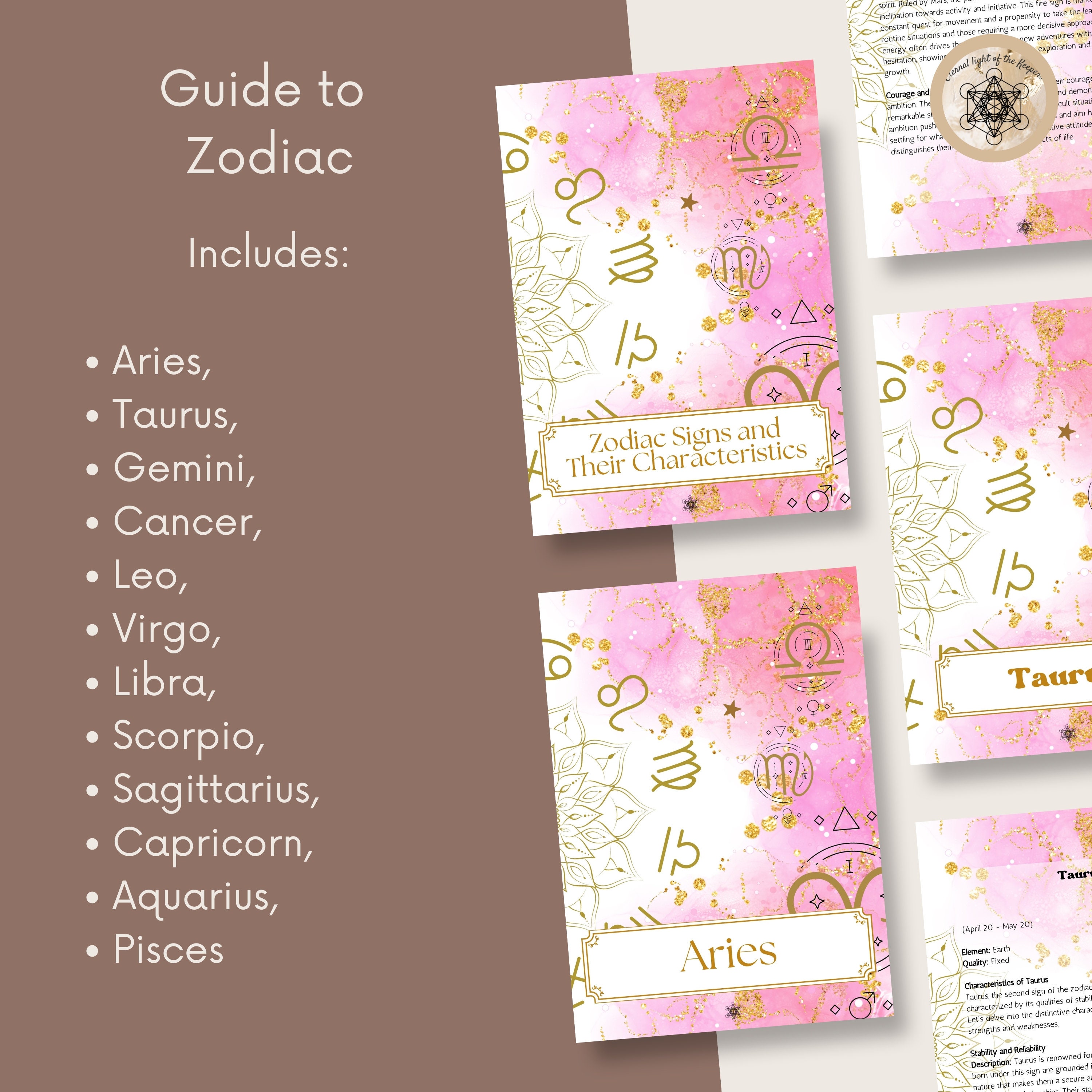 Printable Zodiac Guide Detailed Zodiac PDF, Zodiac Signs and Their ...