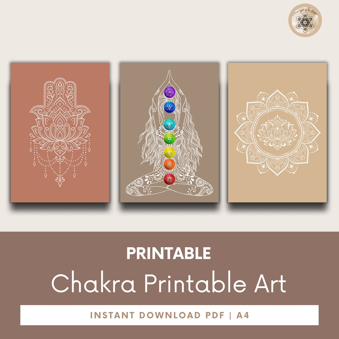 Bundle Printable Chakra Poster, 7 Chakras Yoga Artwork, Meditation ...