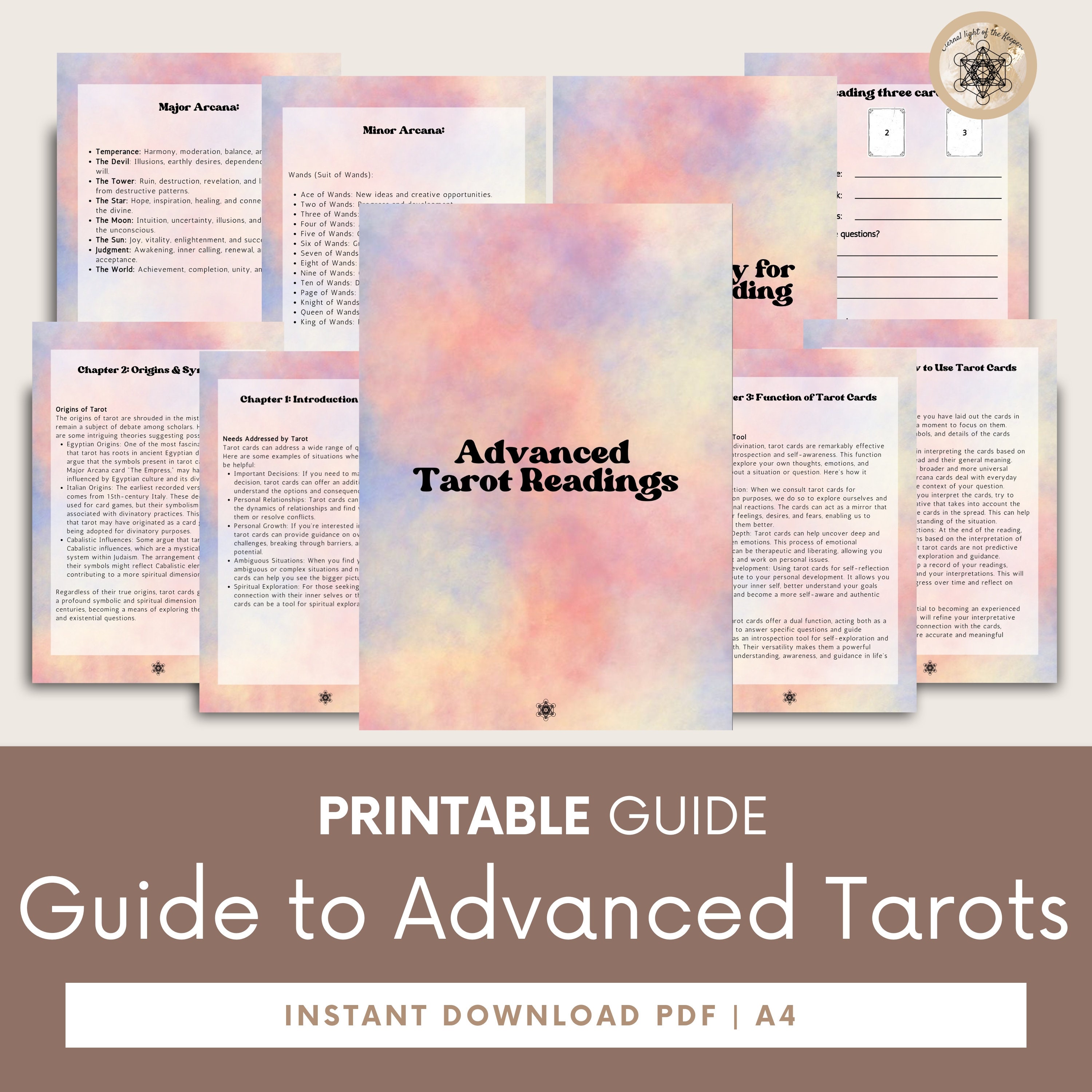 Printable Advanced Tarots Reading Guide Comprehensive A4 PDF Guide to ...