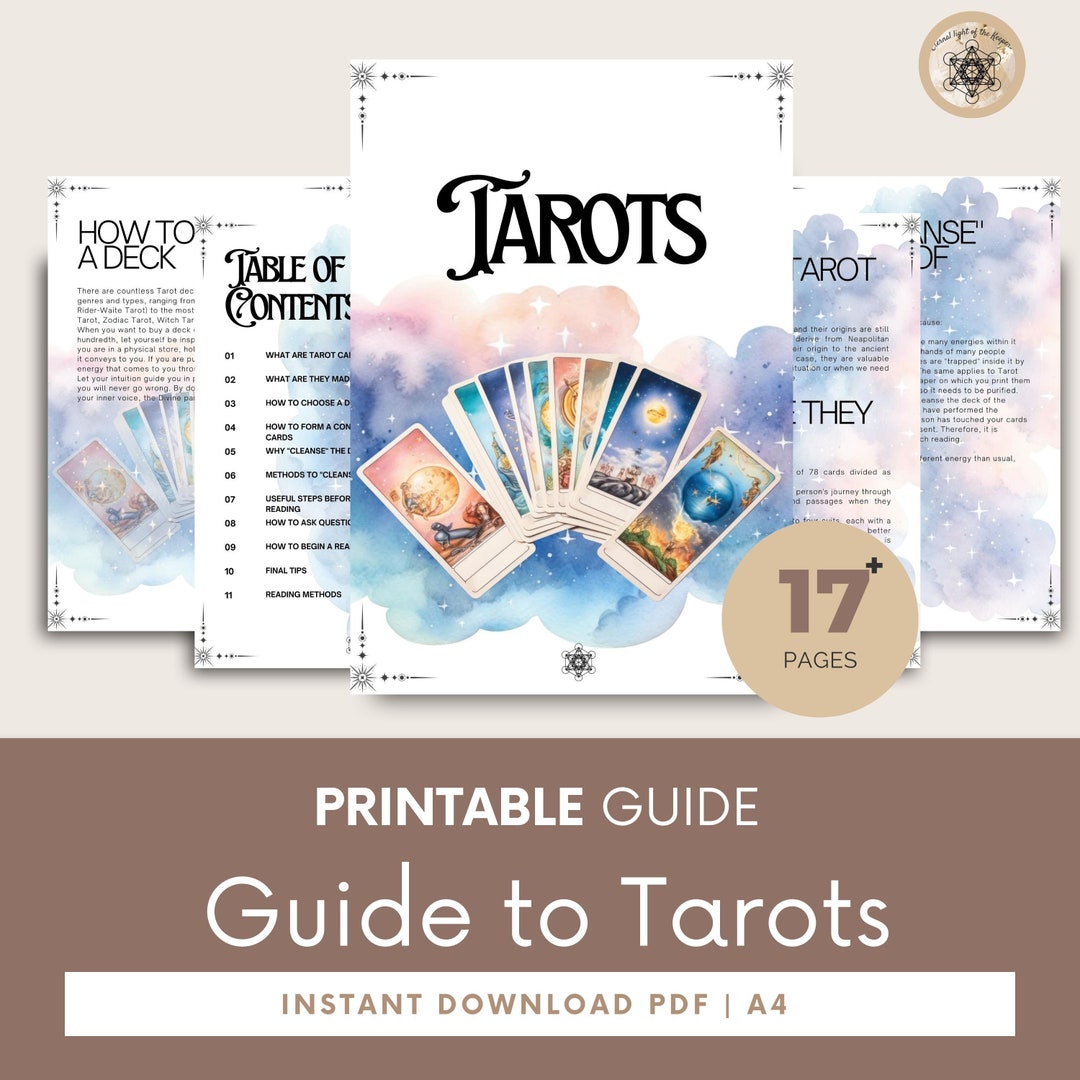 Printable Tarots for Beginners Guide - Comprehensive A4 PDF Guide to ...