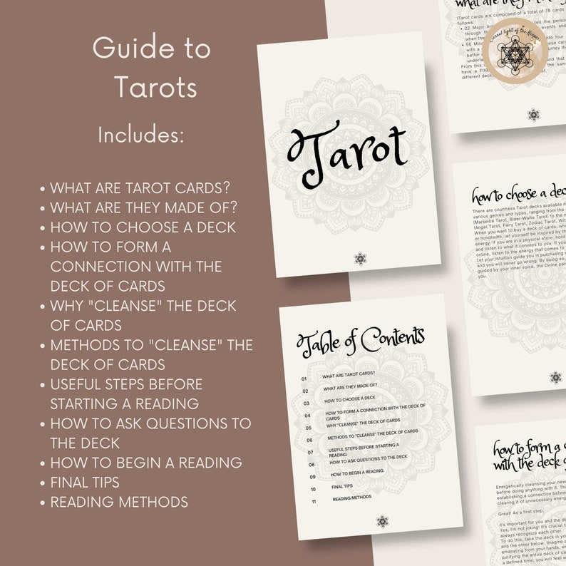 Printable Tarots for Beginners Guide Comprehensive A4 PDF Guide to ...