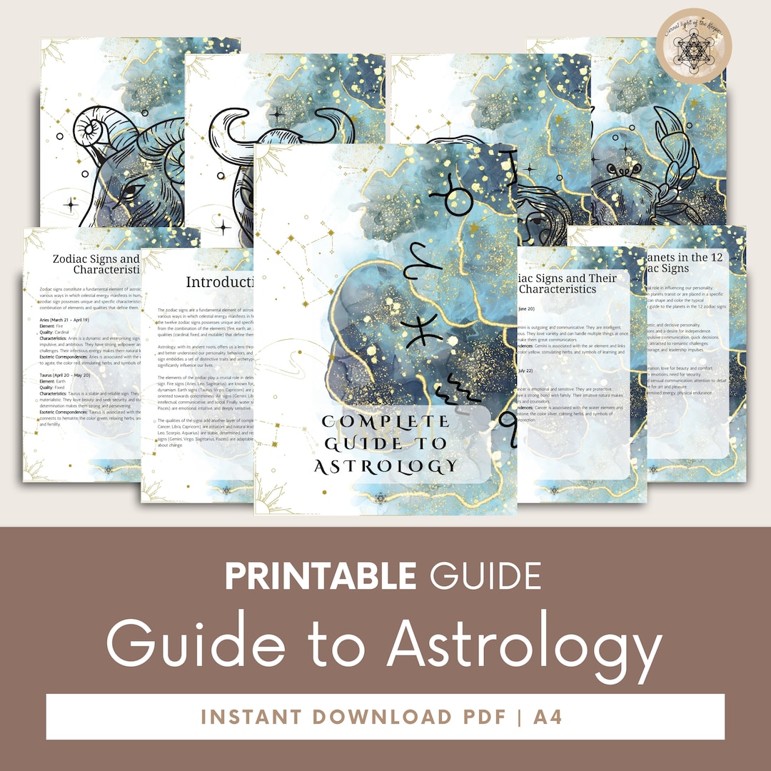 Printable Astrology Guide - Detailed Zodiac PDF Workbook & Journal for ...